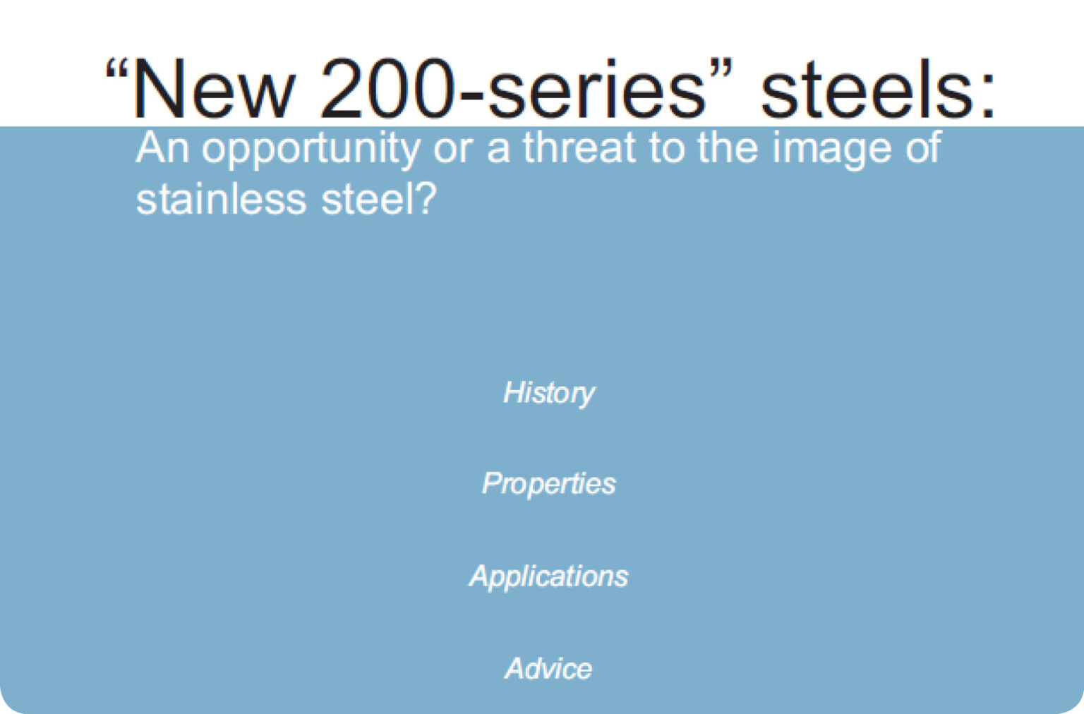 Categories, grades and product forms - worldstainless