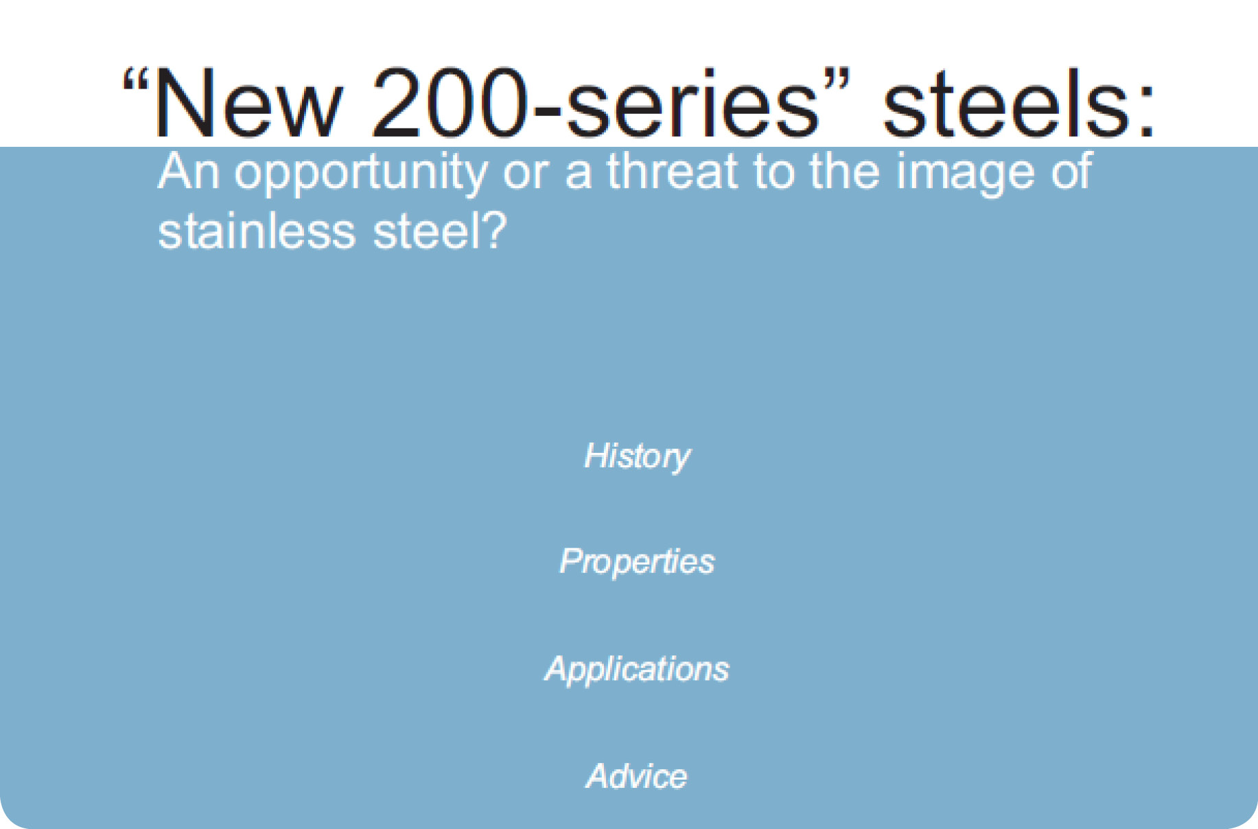 Categories, grades and product forms - worldstainless